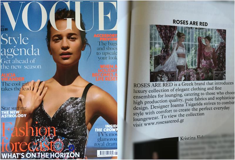 We are featured in July's VOGUE – ROSES ARE RED